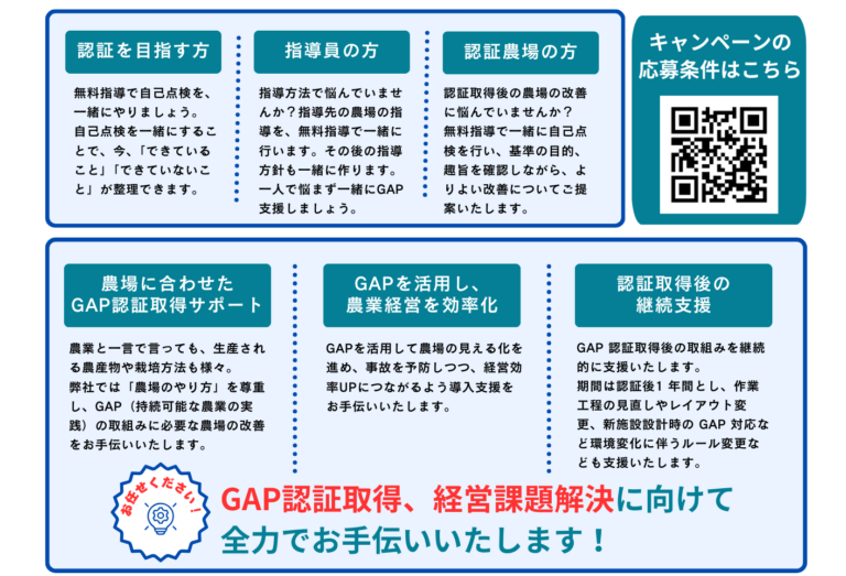 GAP認証取得サポート「初回指導無料キャンペーン」始めました。 | GAP・ITサポート - 日本GAP協会公認研修機関【JGAP】